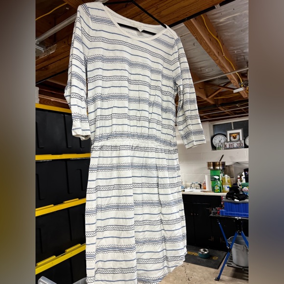 Bella Ella | Dresses | Bella Ella Blue Stitching White Dress | Poshmark